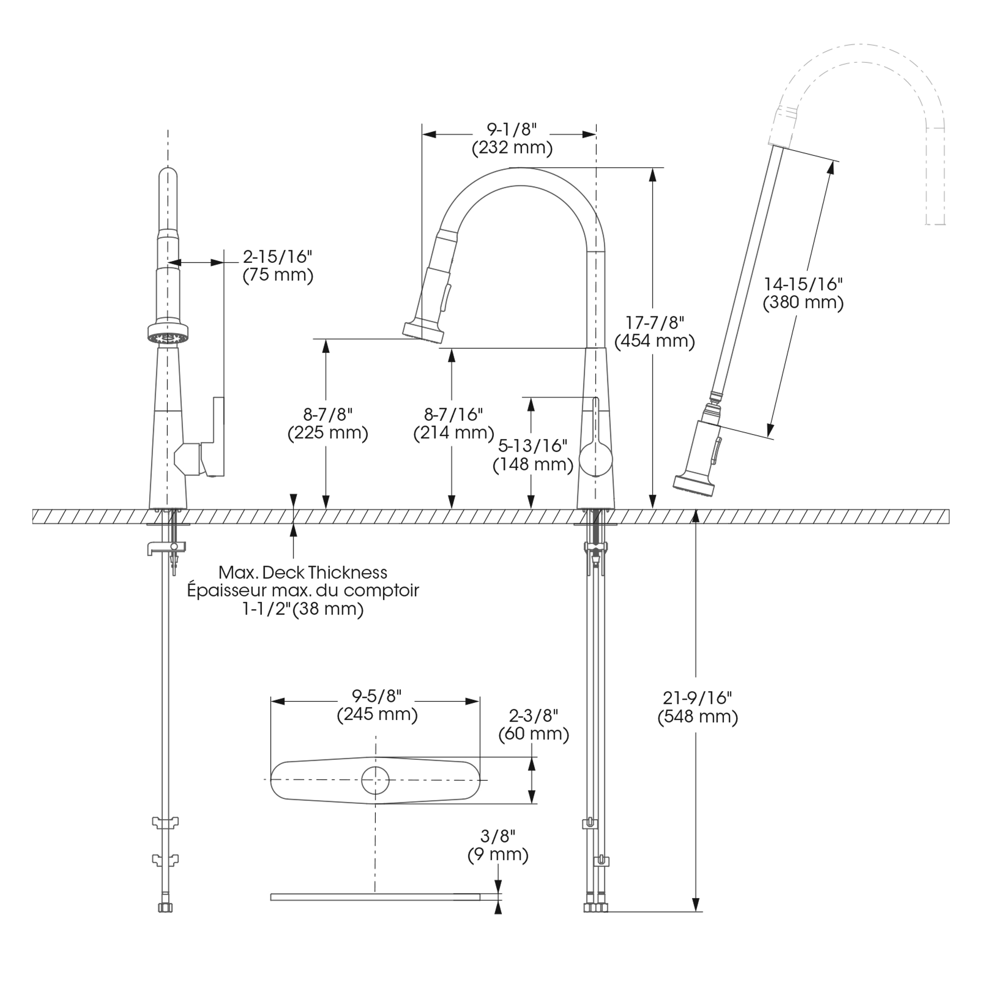 No Weight - Kitchen Sink Faucet with Swivel Pull-Down Spout | Belanger